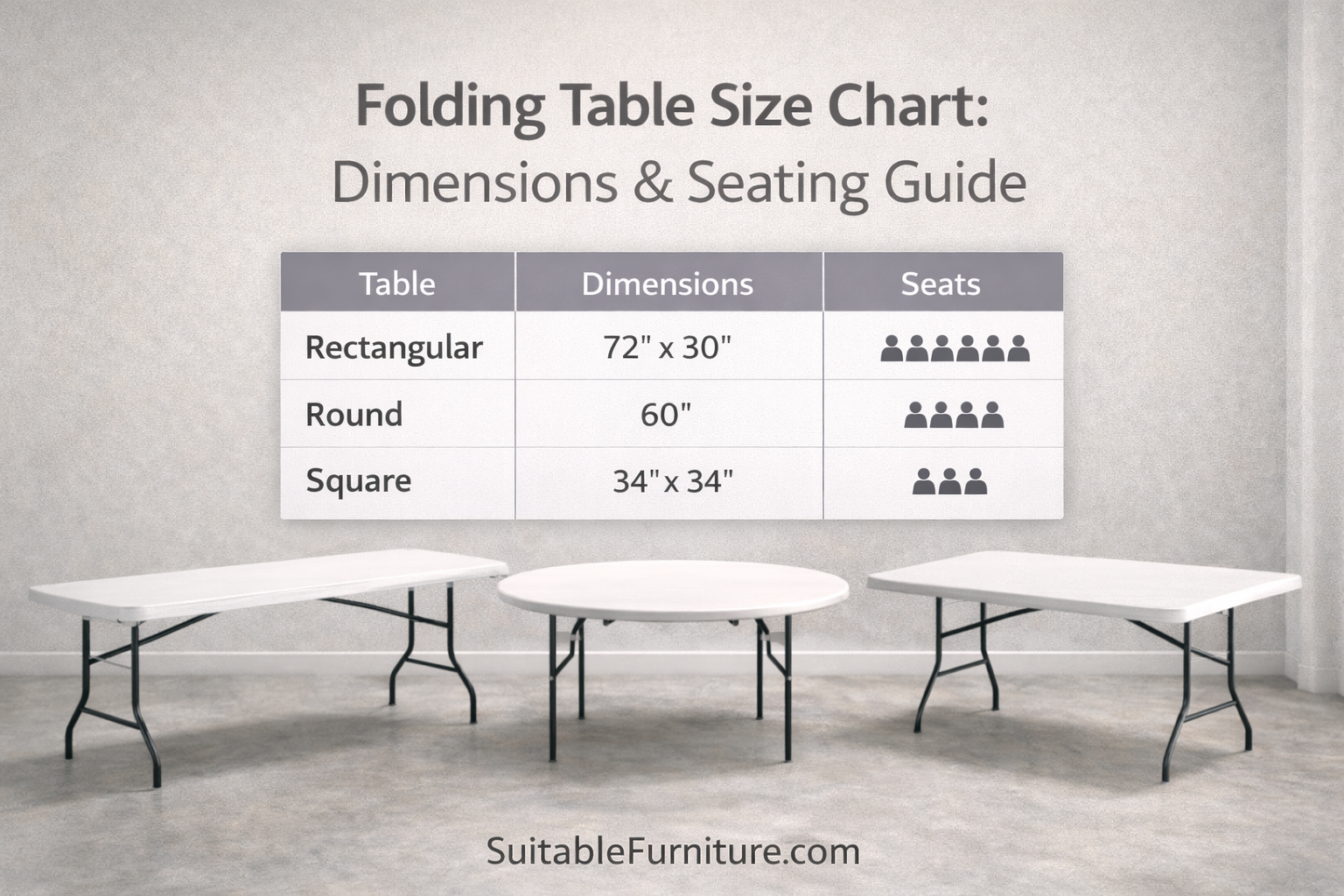 Folding Table Size Chart: Dimensions & Seating Guide
